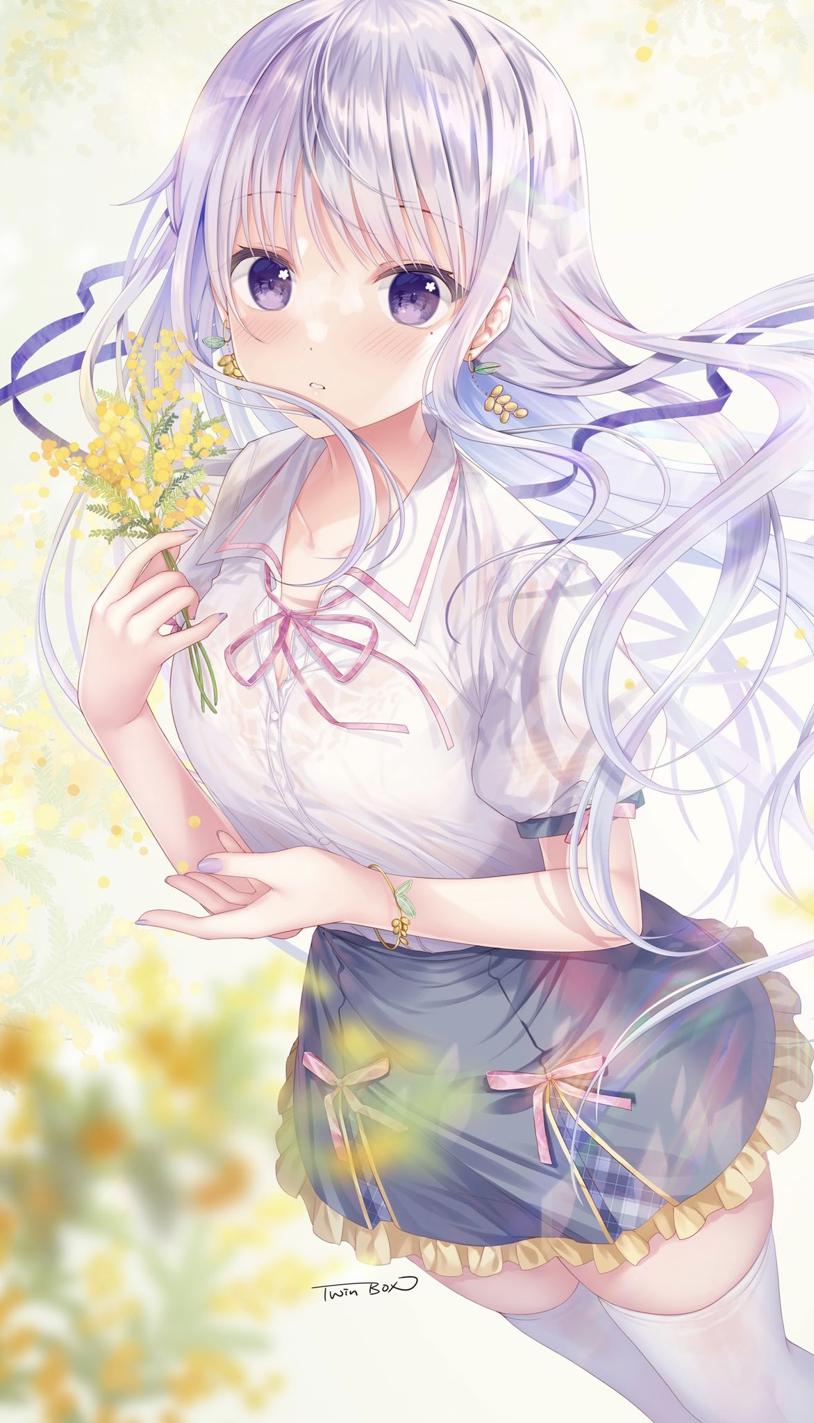 twinbox twinbox gakuen hiiragi asuka (twinbox) bra see through seifuku thighhighs wet clothes ...